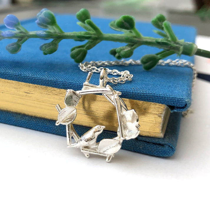 Sterling Silver Robin Bird Nest Necklace – a ring a day