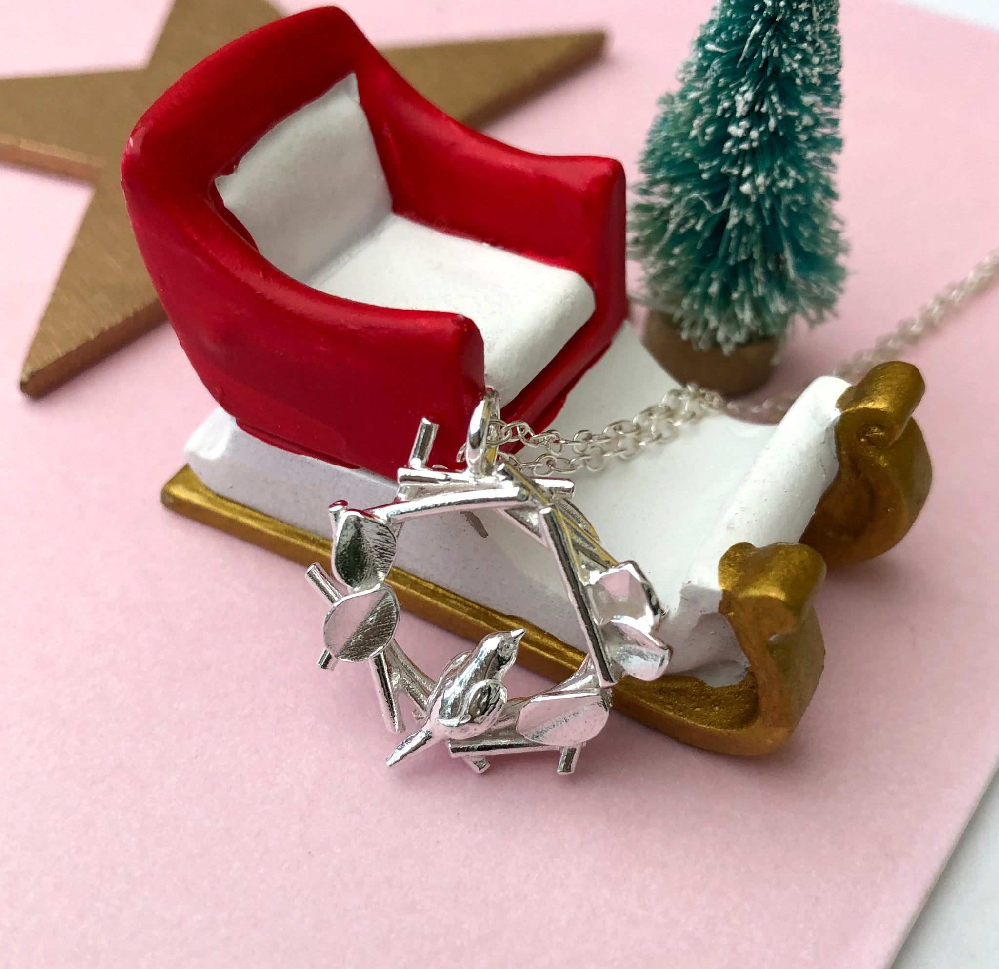 Mini Robin And Bird Nest Necklace, Sterling Silver Bird Charm - a ring ...