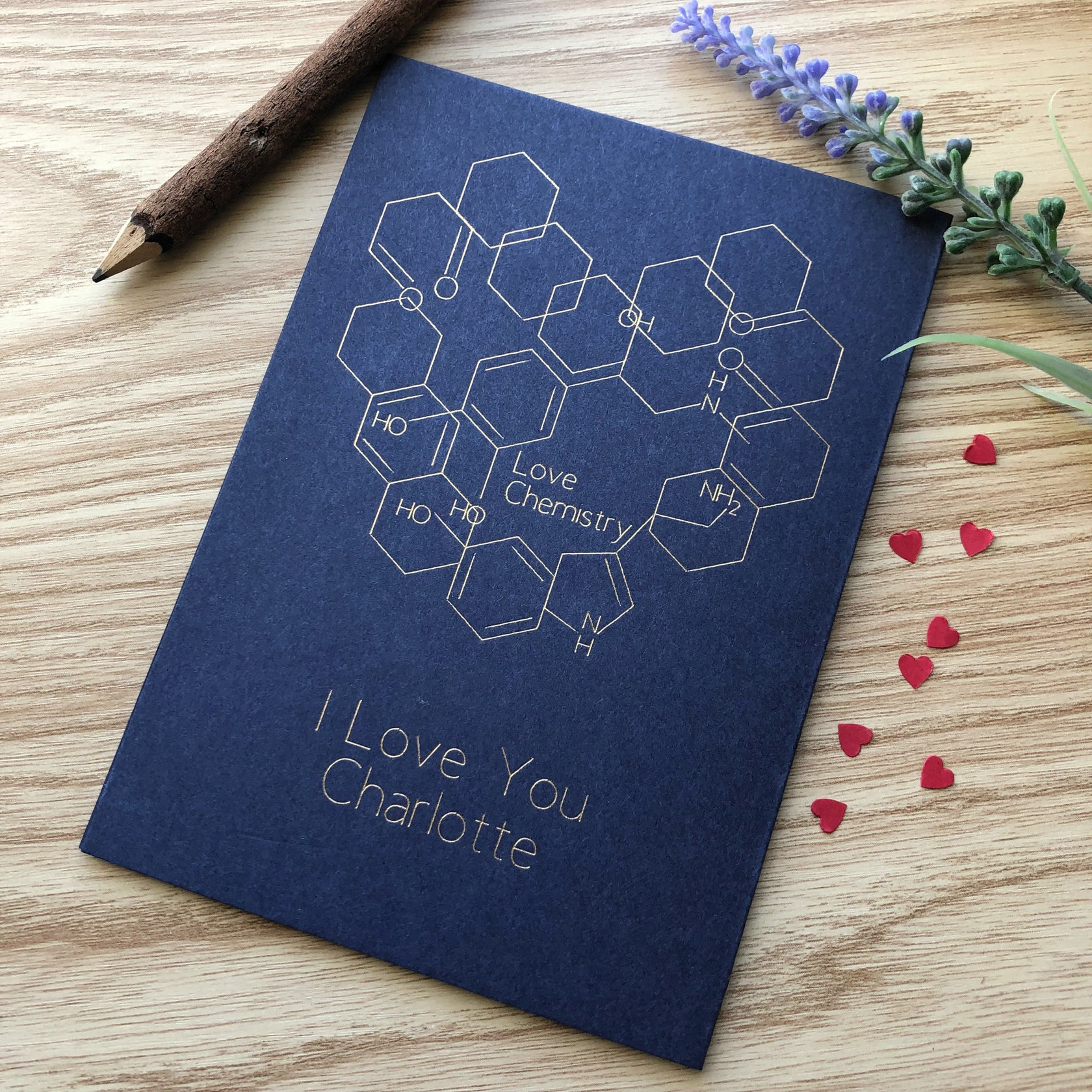 Personalised Love Chemistry Gold Foil Card - a ring a day