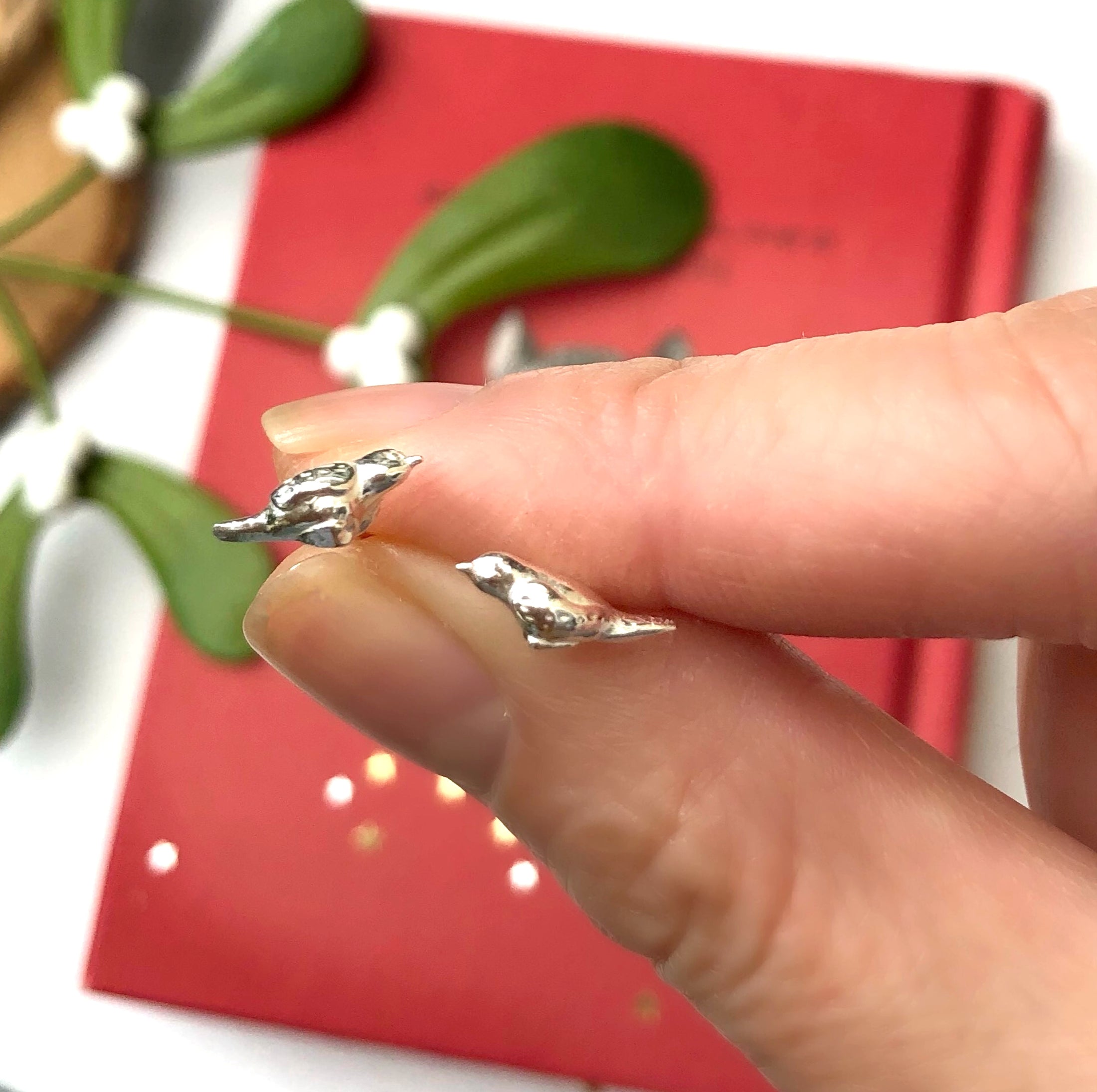 Dainty Sterling Silver Mini Robin Earrings, Small Bird Stud Earrings ...