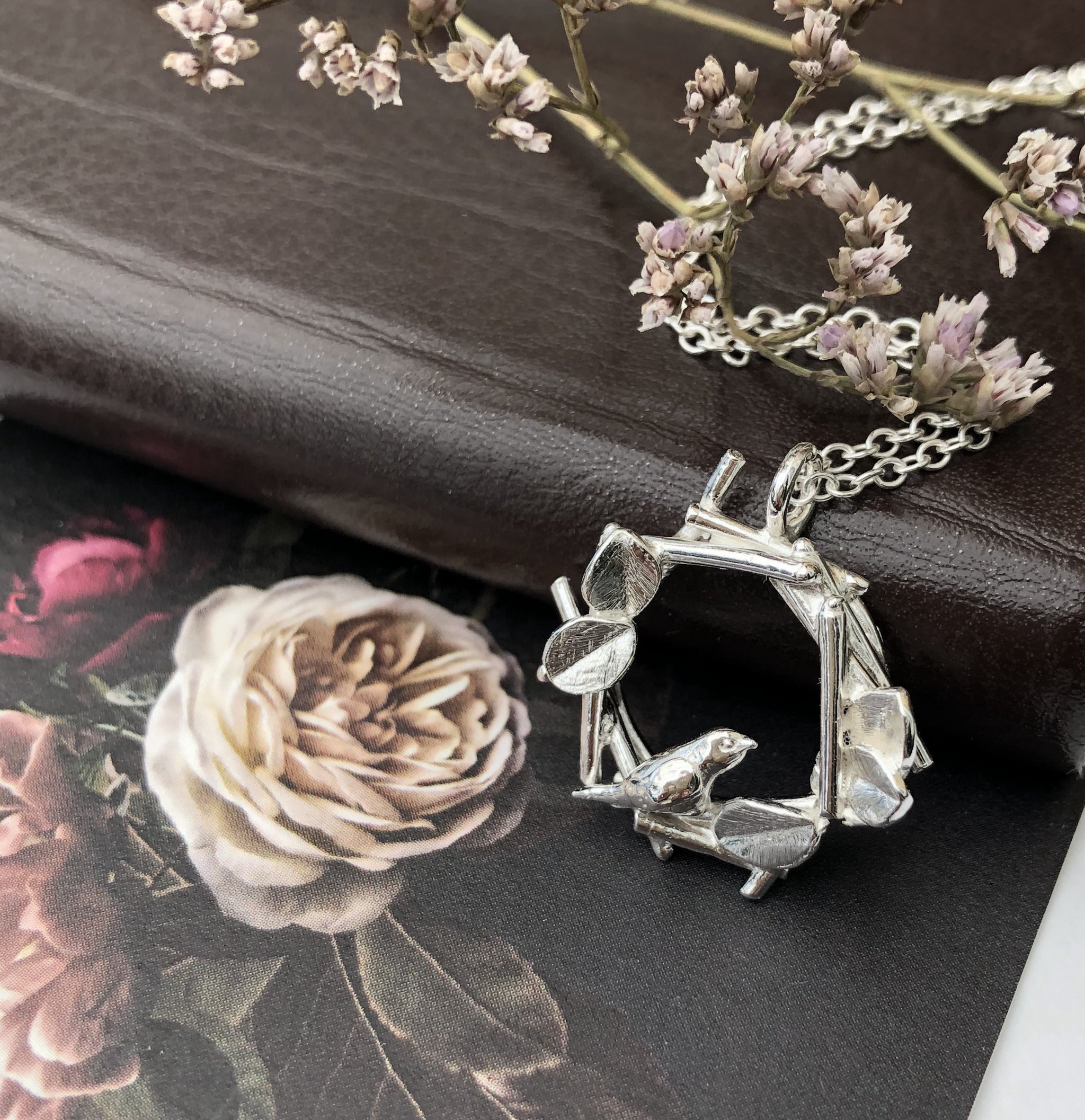 Mini Robin And Bird Nest Necklace, Sterling Silver Bird Charm - a ring ...